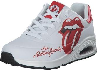 Skechers Femme Uno-Rolling Stones Single Baskets, White Durabuck W Red Durapatent Trim, 40 EU