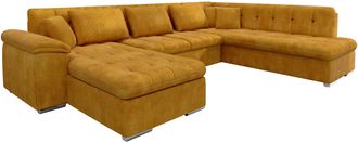 Mirjan24 Eckcouch Ecksofa Niko Bis, Design Sofa Couch mit Schlaffunktion und Bettkasten U-Sofa Farbauswahl Wohnlandschaft vom Hersteller (Ecksofa Links, Wave 0