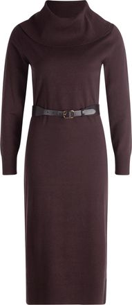 Zero Damen Strickkleid mit Gürtel 40, Chocolate Plum