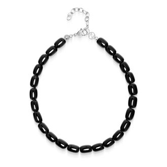 Nialaya Femme, Accessoires, Gris, Taille: 3Xs/2Xs Black Onyx Beaded Necklace