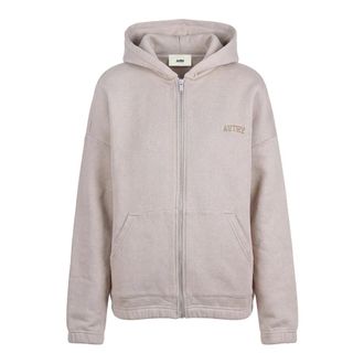 Autry Femme, Sweatshirts et sweats &agrave; capuche, Beige, Taille: 40 FR SweaT-shirt z fermetureure &eacute;clair style tennis en maille