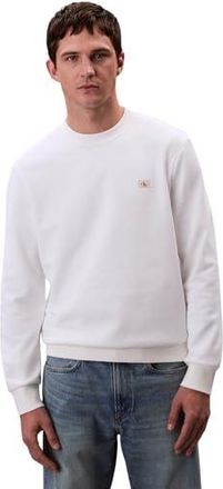 Calvin Klein Sweat dIntérieur Homme Terry Badge avec Col Ras-du-Cou, Blanc (Bright White), XL