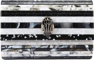 Kurt Geiger Femme, Accessoires, Noir, Taille: ONE Size Party Eagle Pochette Rayée Noire