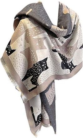GFM CTSHL1 Châle pashmina pour femme Imprimé chats au toucher cachemire pour lautomne et lhiver, Ctshl-t-marron clair, L