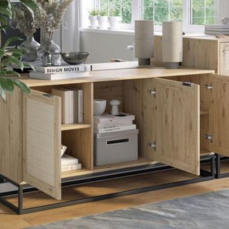 Vicco Commode Natal, Marron, 140x72.5cm avec 3 portes, Vicco