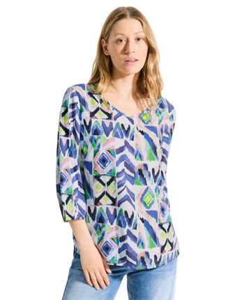 Cecil Damen B344632 Bunte Print Bluse, Vanilla White, Medium