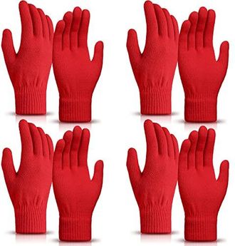 Satinior Gants dHiver Magiques Tricotés Doigts Complets Mitaines Extensibles en Tricot pour Sport Homme Femme (Rouge)