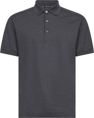 Ermenegildo Zegna Homme, Tops, Gris, Taille: M Polo &agrave; Patte Boutonn&eacute;e