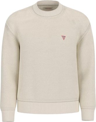Guess Wei&szlig;er Baumwoll-Crew-Neck-Pullover - - Knitwear - Herren - Wei&szlig; - XL