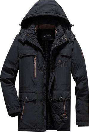 Generic Herren Winterjacke Gefüttert Jacke Fleecefutter Wintermantel Parka Warme Fleecejacke Winddichte Skijacke Winter Funktionsjacke Mantel Baumwolle Deals 