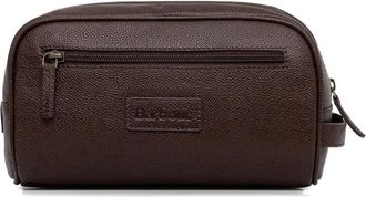 Barbour trousse de toilette en cuir - Marron