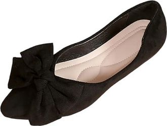 Generic Chaussures plates d&eacute;contract&eacute;es &agrave; bout pointu pour femme avec noeud - Couleur unie - Classique - L&eacute;g&egrave;res et confortables - &Agrave; enfiler - Pour la marche,