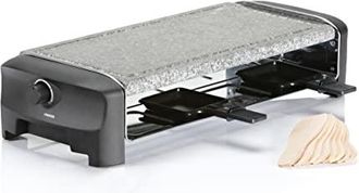 Princess Raclette et Pierre à Cuire Party 8, Pour 8 Personnes, Grande Surface 42 x 21 cm, Thermostat Intégré, Chauffe Rapide sans Préchauffage, Facile à Nettoy