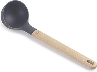 Lacor 68187 Einheitlicher Silikon-Schöpfkelle für Servi, Griff aus Buchenholz, schadet der Pfanne, hitzebeständig, BPA-frei, Länge: 32,5 cm, Ø9 cm, 130 ml, 
