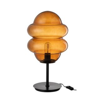 Paris Prix Lampe &agrave; Poser en Verre Cuillere Miel 52cm Marron