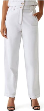 Guess Femme, Pantalons, Blanc, Taille: 40 FR Coreline Contrast Straight Pantalons