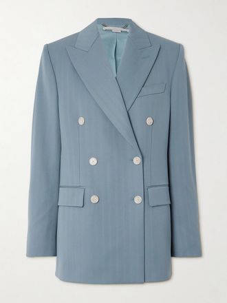 Stella McCartney Doppelreihiger Blazer Aus Einer Wollmischung Mit Streifen - Blau