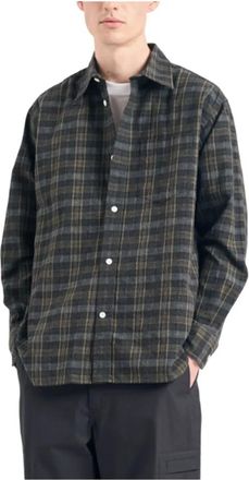 Norse Projects Homme, Chemises, Gris, Taille: M Ole Oversized Wool Check Shirt