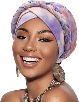 Dreshow Femmes Africaine Turban pr&eacute;-nou&eacute;s Tresse Torsad&eacute;e Bonnet Chimio Casquette de Perte de Cheveux Chapeau