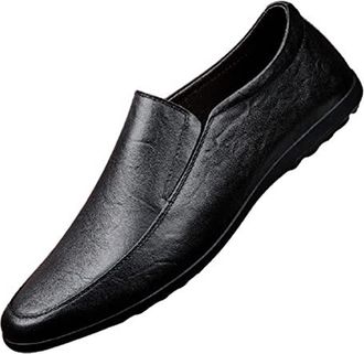 Generic Mocassins for Homme en Cuir véritable, Bout Rond, Respirants, antidérapants, Confortables, à Enfiler for soirées(Noir,44 EU)