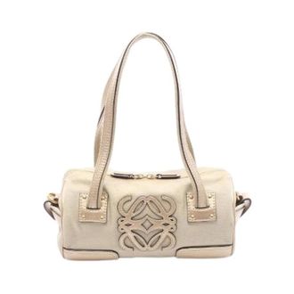 Loewe Sac &agrave; main Pre-owned en toile et cuir Anagram - Femme - Pre-owned - Beige - Taille: ONE Size