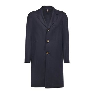 Santaniello Homme, Manteaux, Bleu, Taille: S Single-Breasted Manteaux