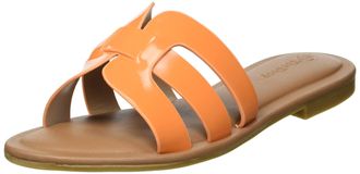 The Drop Damen Monika Flat H-band Slide Sandal Flat Sandal, Karottenorange, 40.5 EU