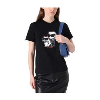Karl Lagerfeld T-Shirt Ikon Sketch - - Tops - Damen - Schwarzk - M