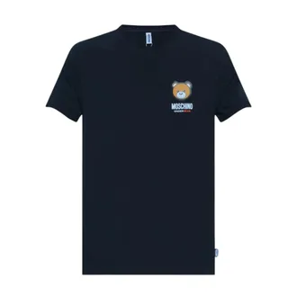 Moschino Stretch Jersey Baumwoll-T-Shirt - - Tops - Herren - Blau - M