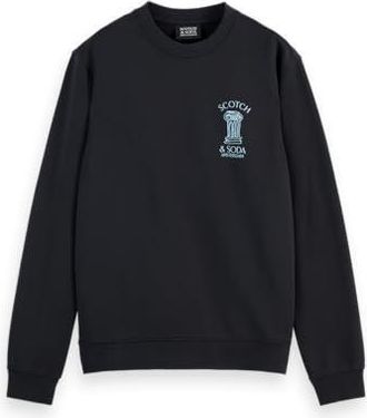 Scotch & Soda Left Chest Artwork Sweatshirt Maillot de surv&ecirc;tement, Black, M Homme