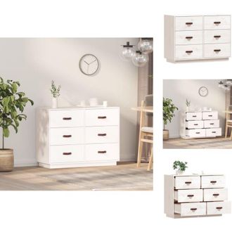 vidaXL Sideboard Wei&szlig; 100x40x75 cm Massivholz Kiefer - Holz Sideboard - Massives Kiefernholz - Wei&szlig;es Sideboard - Wohnzimmerm&ouml;bel - Schubladenschrank