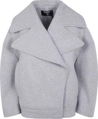 Balmain Femme, Vestes, Gris, Taille: 36 FR Caban en laine