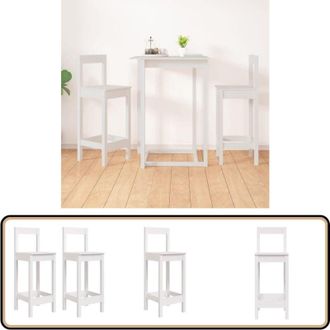 vidaXL Vidaxl - Chaises de bar lot de 2 blanc 40x41,5x112 cm bois de pin solide - Chaise De Bar - Tabouret De Bar - Chaise De Cuisine - Mobilier De Salle à
