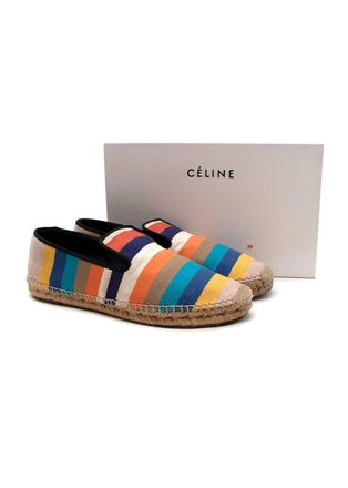 Celine Multicoloured Stripe Canvas Espadrilles Size 40