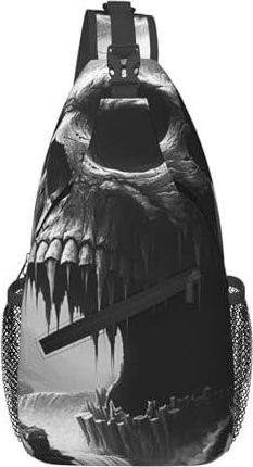 Generic Superbe sac &agrave; bandouli&egrave;re en forme de t&ecirc;te de mort 3D pour homme Sac &agrave; dos de randonn&eacute;e