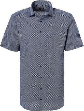 Olymp Herren Kurzarmhemd blau Baumwolle