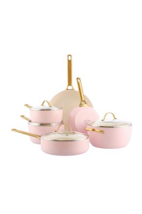 GreenPan Kochtopfset Padova Reserve, Wei&szlig;, Gold, Pink, Metall, Glas, 6-teilig, 0 L, rund, PFAS-frei, Kochen, T&ouml;pfe, Topfsets