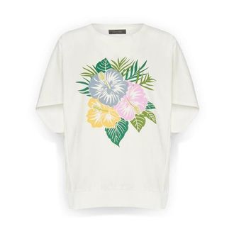 Elena Miro Bedrucktes Baumwoll-T-Shirt - - Tops - Damen - Wei&szlig; - S/M