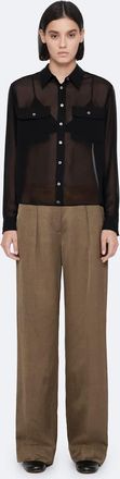 AllSaints Leonie Satin-Hose in Khaki-Gr&uuml;n