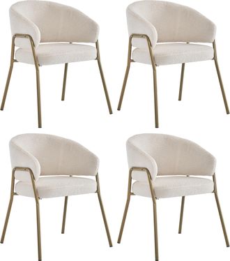 Merax Wei&szlig;er Esszimmerstuhl - Moderner Lamm Samt Mit Spraygold Finish und Goldene Beine (4 St&uuml;ck)