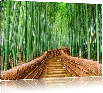 Pixxprint Kyoto Japan Bambuswald, Größe: 120x80cm, Leinwandbild, fertig gespannt, Wandbild, Dekoration, Kunstdruck, kein Poster