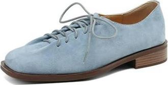 Generic JCVBN Chaussures pour femme en cuir v&eacute;ritable &agrave; lacets Chaussures simples pour femme Talons &eacute;pais Chaussures Oxford grande taille pour femme, bleu, 36