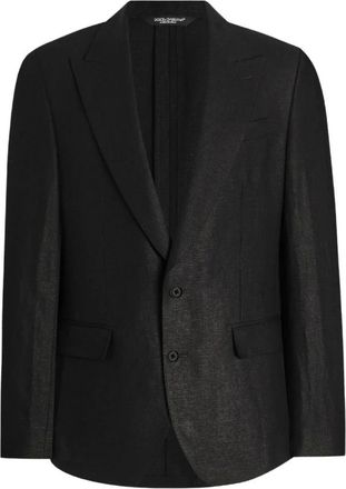 Dolce & Gabbana Homme, Vestes, Noir, Taille: XL Veste en Lin Crois&eacute;e