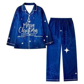 Generic Ensemble de pantalons d&eacute;contract&eacute;s &agrave; manches longues pour femme Motif flocons de neige, noir fonc&eacute;, 3XL