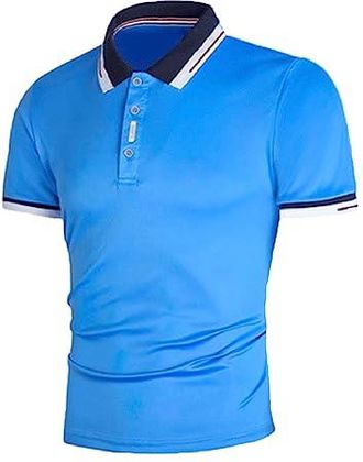 Generic Polo de golf &agrave; manches courtes pour homme - L&eacute;ger - S&eacute;chage rapide - Pour entra&icirc;nement, gym, tennis, bleu, 4XL