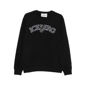 Iceberg SweaT-shirt &agrave; col rond avec logo brod&eacute; - Homme - Sweatshirts et sweats &agrave; capuche - Noir - Taille: 2XL