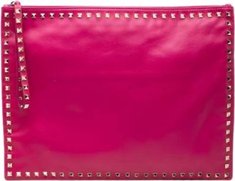 Valentino Sac pochette vintage clout&eacute; Pre-owned - Femme - Pre-owned - Rose - Taille: ONE Size