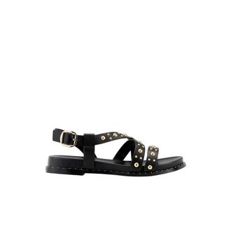 Cosmoparis Femme, Chaussures, Noir, Taille: 42 EU Sandalette Rock &Eacute;l&eacute;gante avec Clous Dor&eacute;s