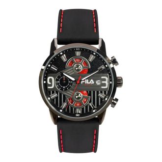 Fila Homme, Accessoires, Rouge, Taille: ONE Size Montre Homme Chronographe Bracelet en Silicone Filastyle 38-175