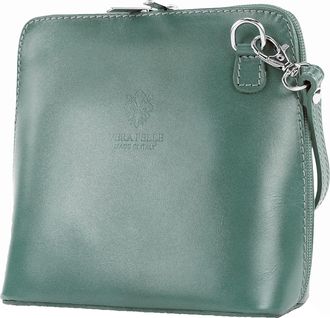 modamoda.de T94 Damen Glattleder kleine Umh&auml;ngetasche Schultertasche handmade in Italy (Petrol)